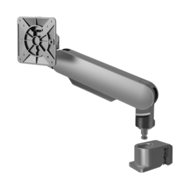 Rising™ Monitor Arm + Rail Adapter, Platinum Finish - Fellowes®