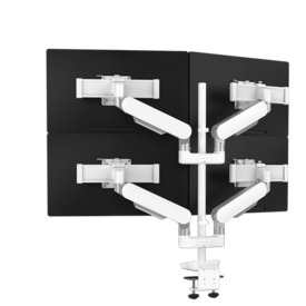 RisingEX4-MS™ Series Quad Monitor Arm, Designer White/Silver - Fellowes®