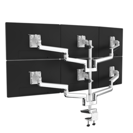 RisingEX6-FF™ Series Six Monitor Arm, Polished Aluminum/Designer White ...
