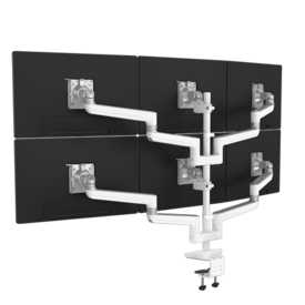 RisingEX6-FF™ Series Six Monitor Arm, Designer White/Silver - Fellowes®